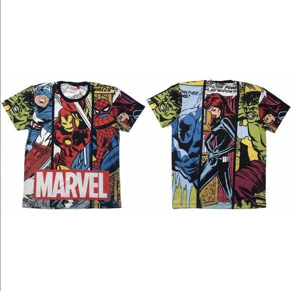 Marvel | Shirts | Marvel Comics Retro Avengers All Over Print Shirt ...